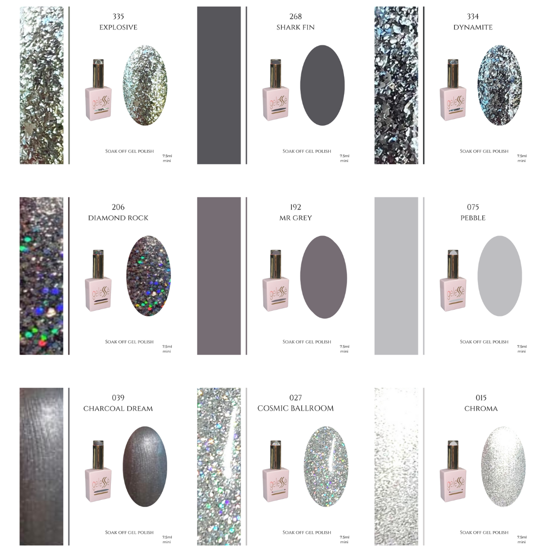 9 mini SILVER & GREY colours - @geleSSeNails